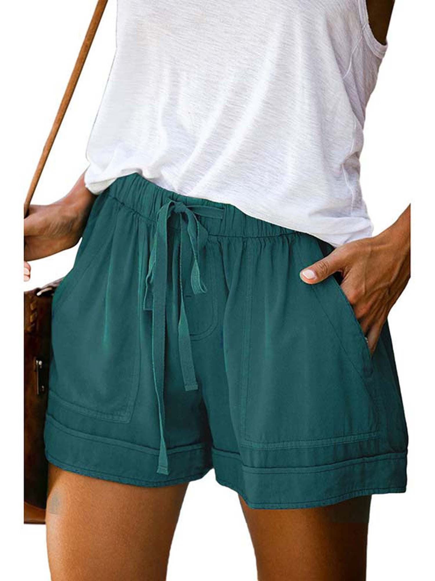 Womens Summer Elastic Waist Hot Pants Casual Drawstring Beach Sports