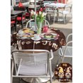 Coffee Time Round Outdoor Tablecloth with Umbrella Hole Gnome Desserts ...
