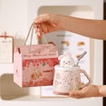 Cute Bunny Ceramic Mug with Lid & Straw, 420ml Kawaii Coffee Cup for ...