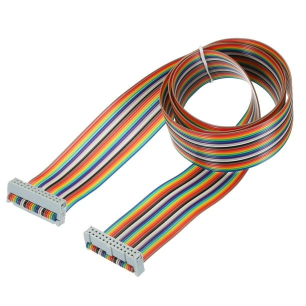1 Pcs 26 Pin Flat Rainbow Ribbon Cable FC/FC Female Connector 3.3FT 2 ...