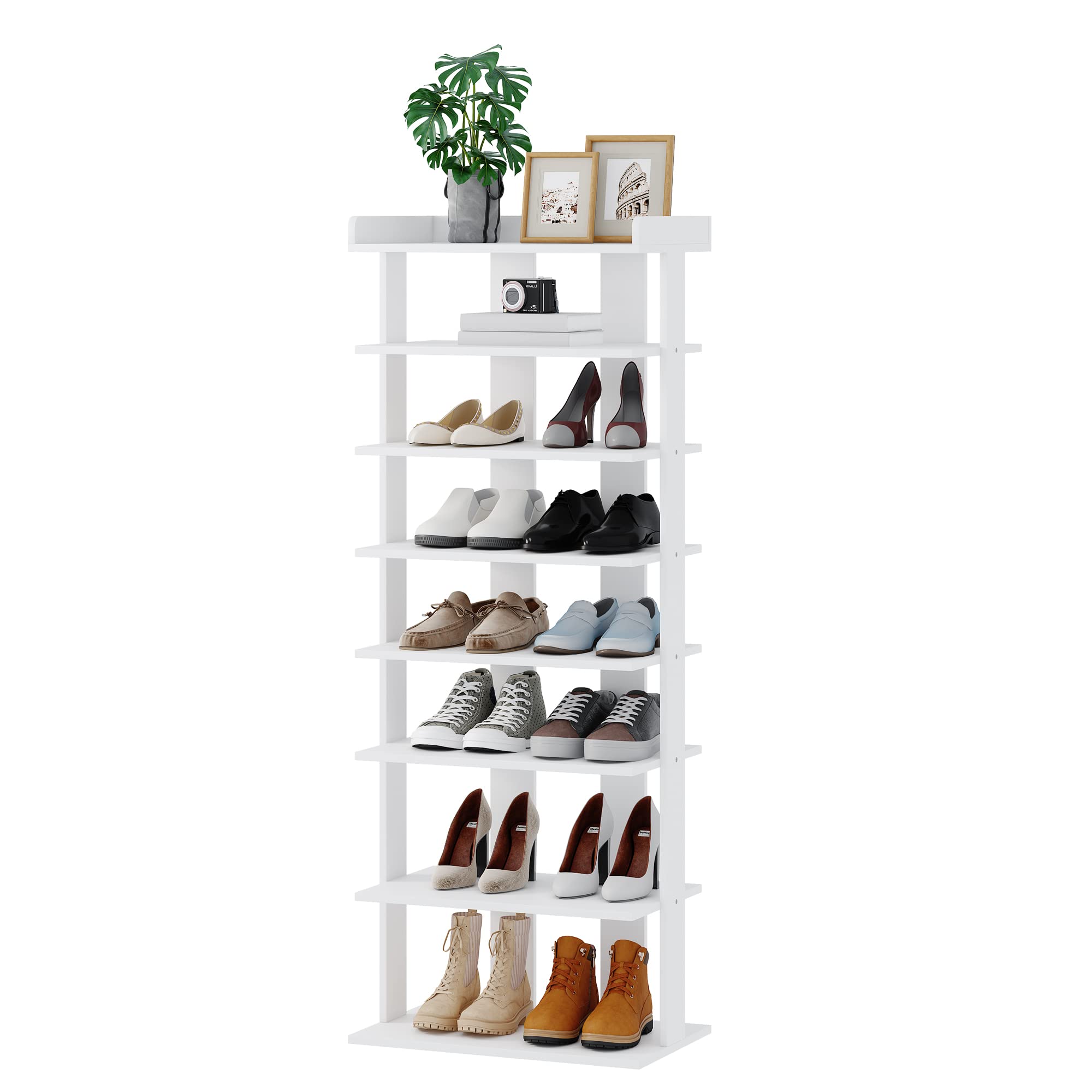 Yusong 8-Tier Shoe Rack, Entryway Shoe Tower,Vertical Shoe Organizer ...