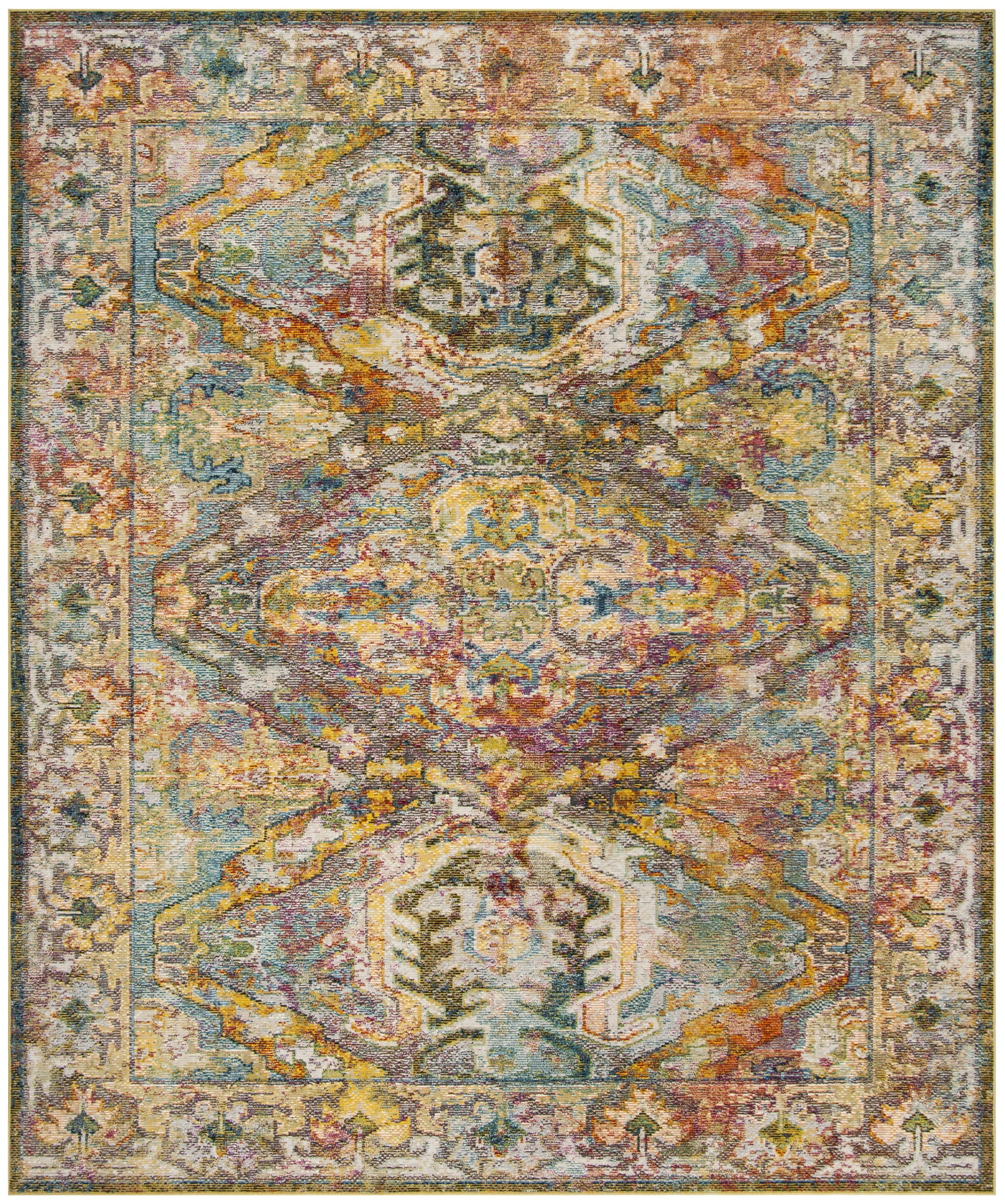 SAFAVIEH Crystal Lynette Traditional Area Rug, Light Blue/Orange, 8' x ...