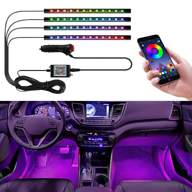 TiokMc APP Control Car LED Lights, Smart Car LED Strip Lights, Interior ...