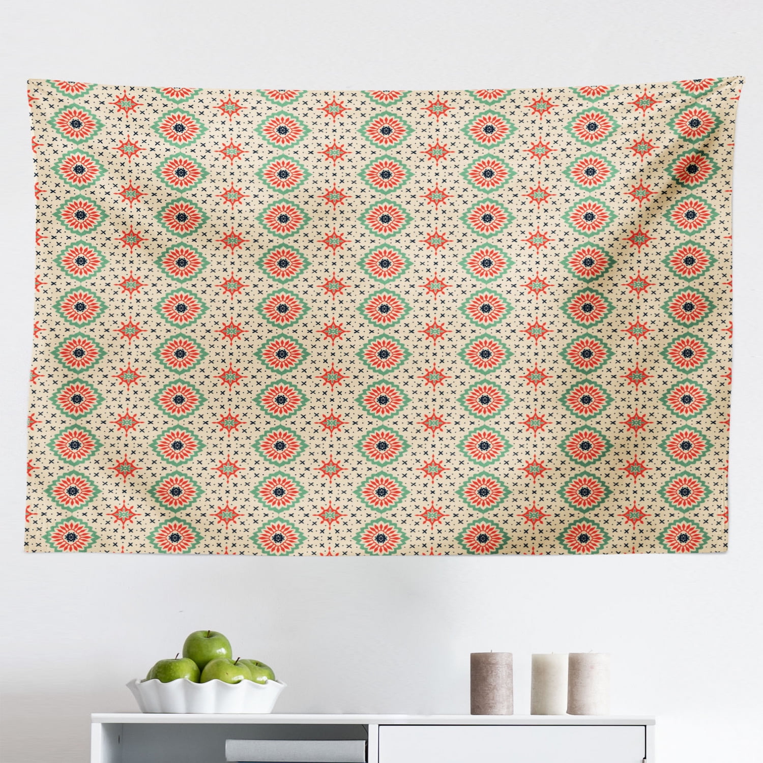 Ivory Spanish Tapestry, Oriental Damask Ornament Pattern Art Repeated ...