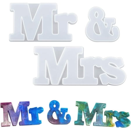 Mr & Mrs Resin Silicone Mold, Set of 3 Mr&Mrs Word Sign Molds Epoxy ...