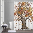 Autumn Tree Shower Curtain for Bathroom, Vintage Watercolor Orange Fall ...