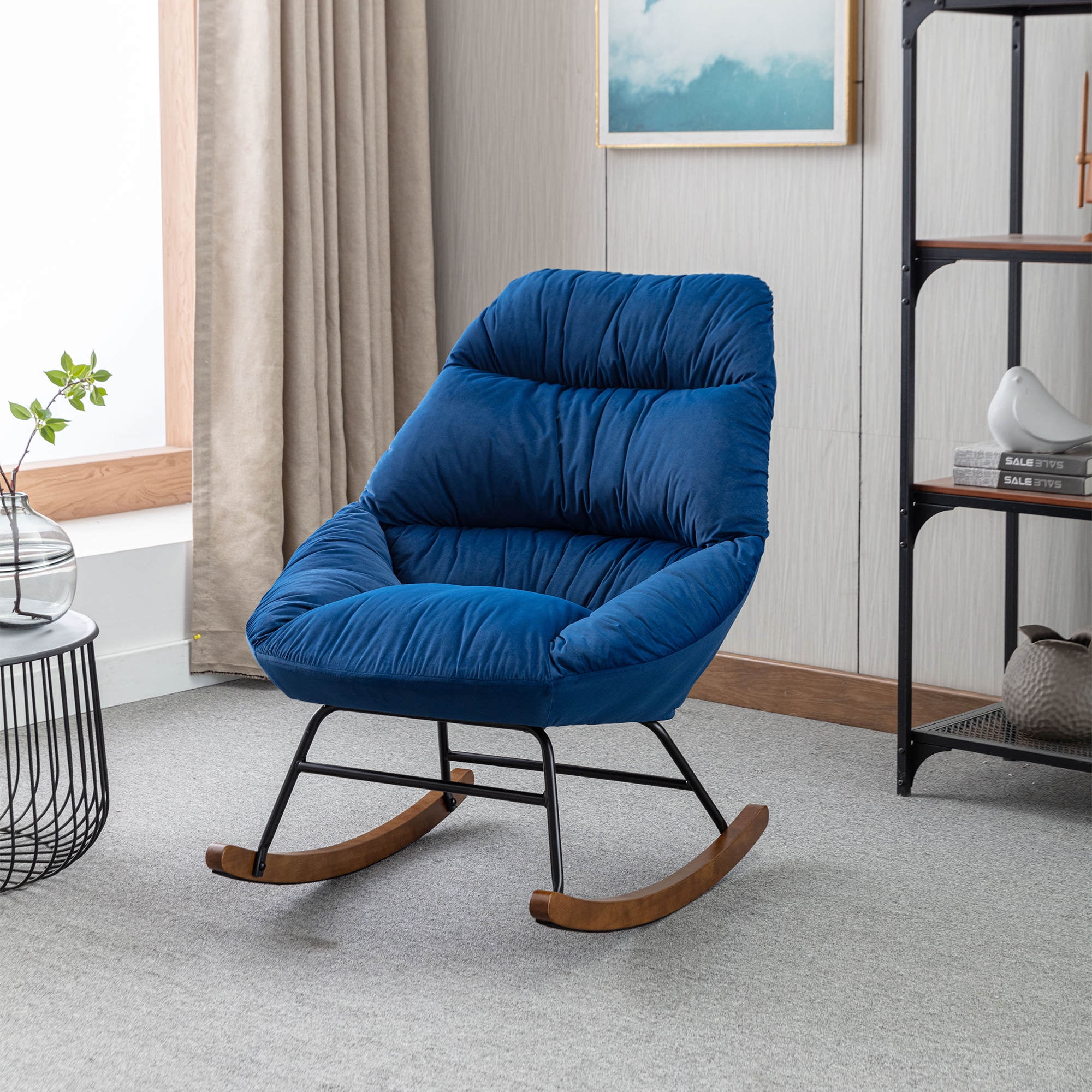 Rocking Accent Chair, Rocker Glider Chair, Tufted Upholstered Glider ...