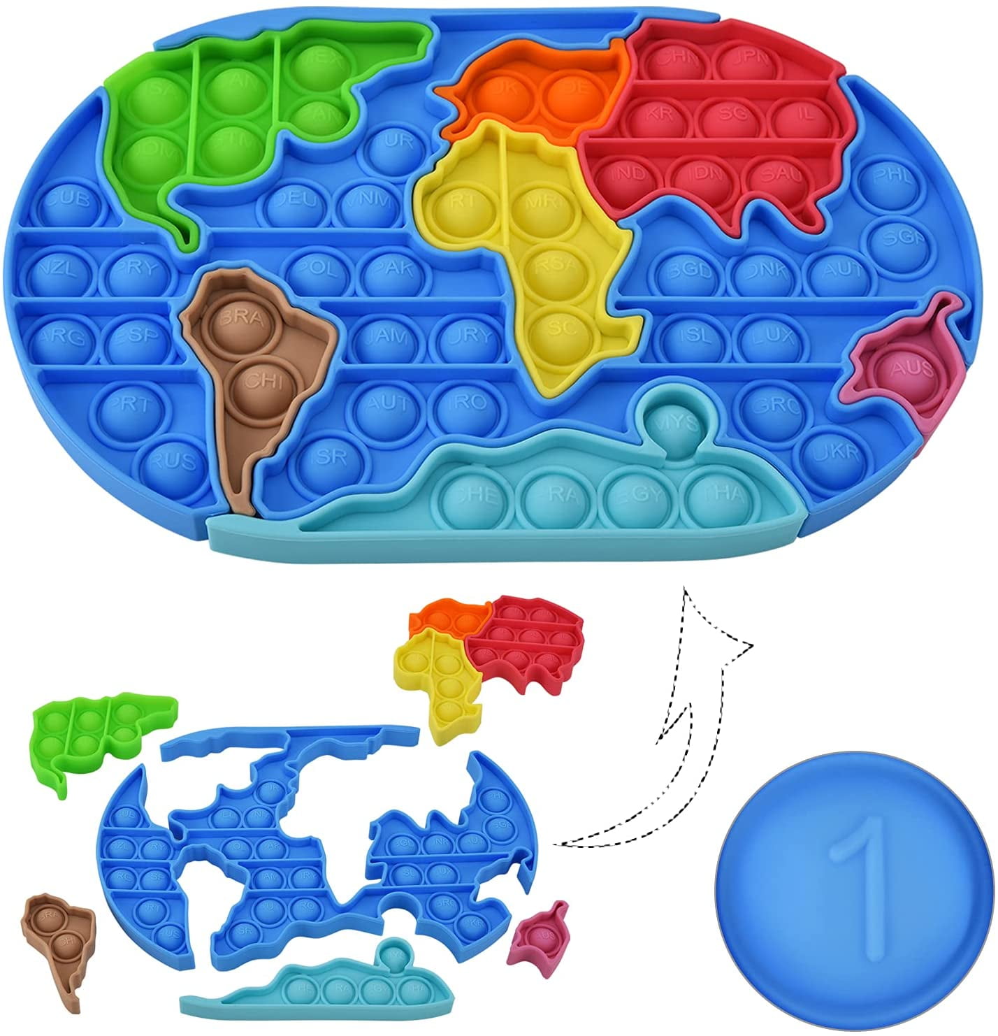 Pop It Fidget Toys Pop It Map with Numbers and Characters for Kids ...