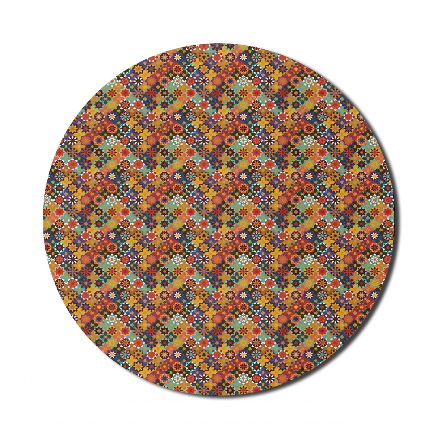 Mosaic Mouse Pad for Computers, Folk Geometric Flower Petals Ornamental ...