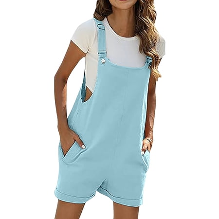 PMUYBHF 4/July Denim Overalls for Women Loose Fit Shorts Women's Short ...