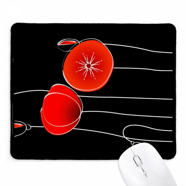 Red Circle Flowers Line Art Corn Mousepad Stitched Edge Mat Rubber Gang ...
