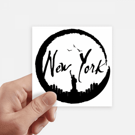 New York USA Liberty Outline Sticker Square Waterproof Stickers ...