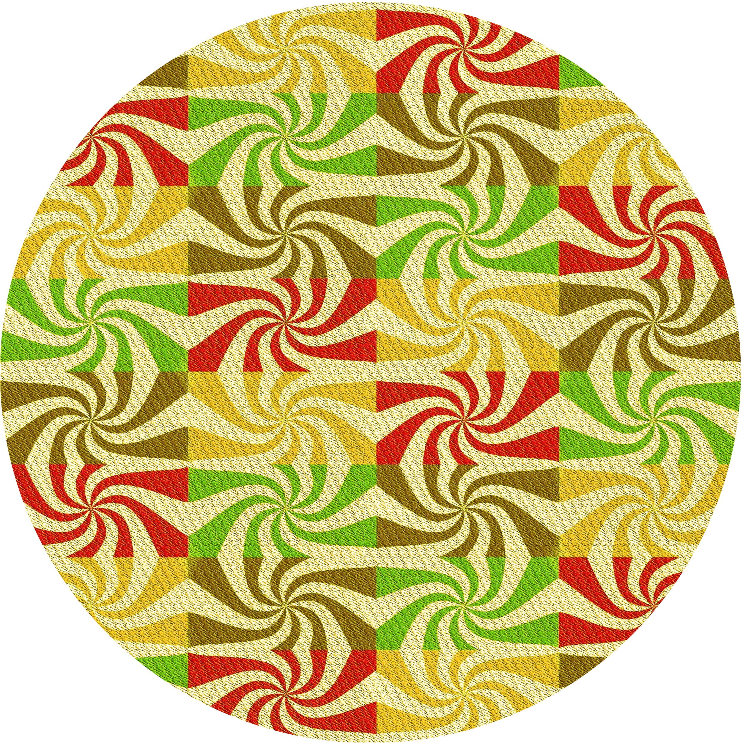 Ahgly Company Indoor Round Patterned Slime Green Area Rugs, 8' Round ...