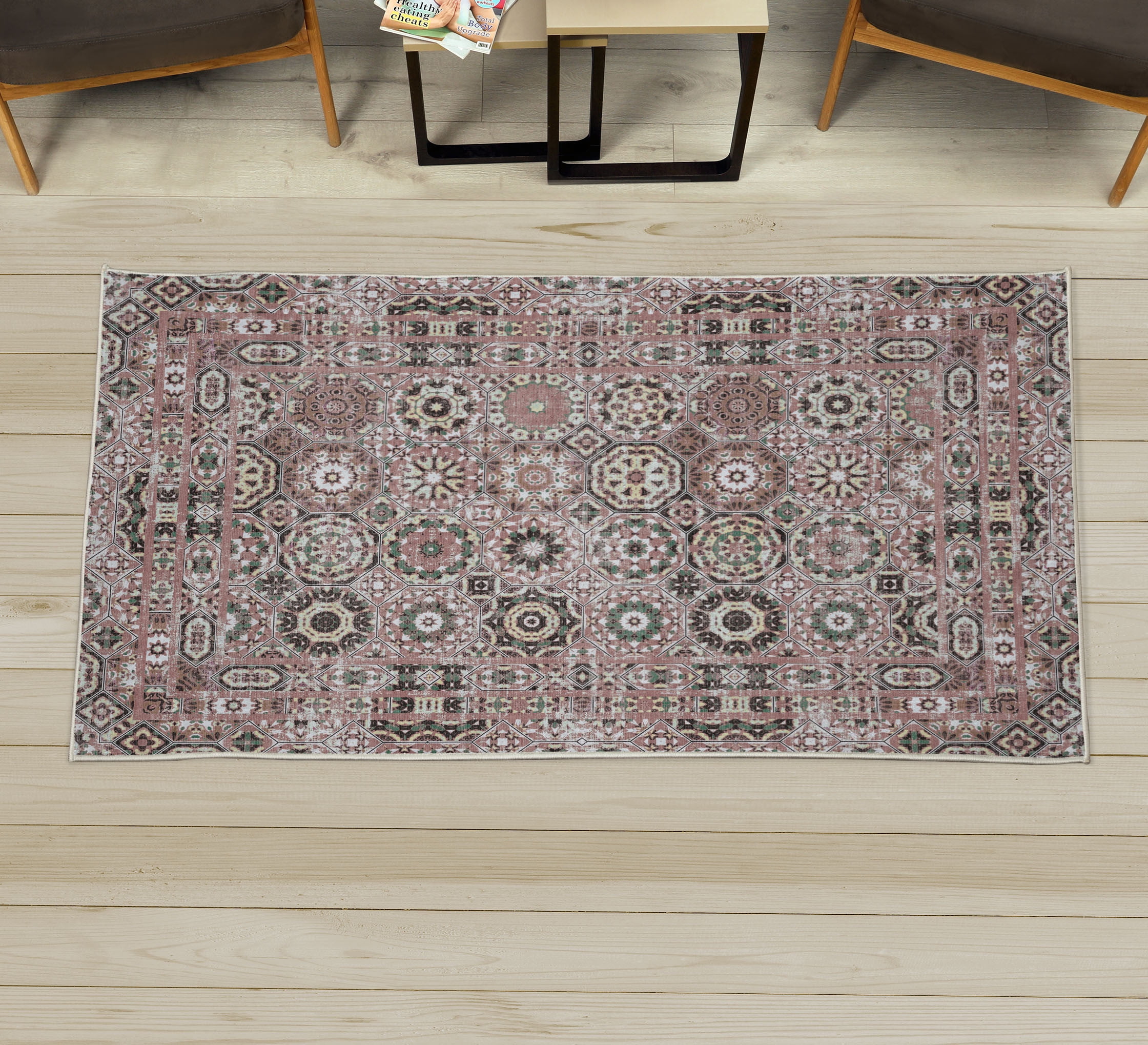 Vintage Decorative Rug, Bohemian Inspired Mandala Look Floral Ornaments ...