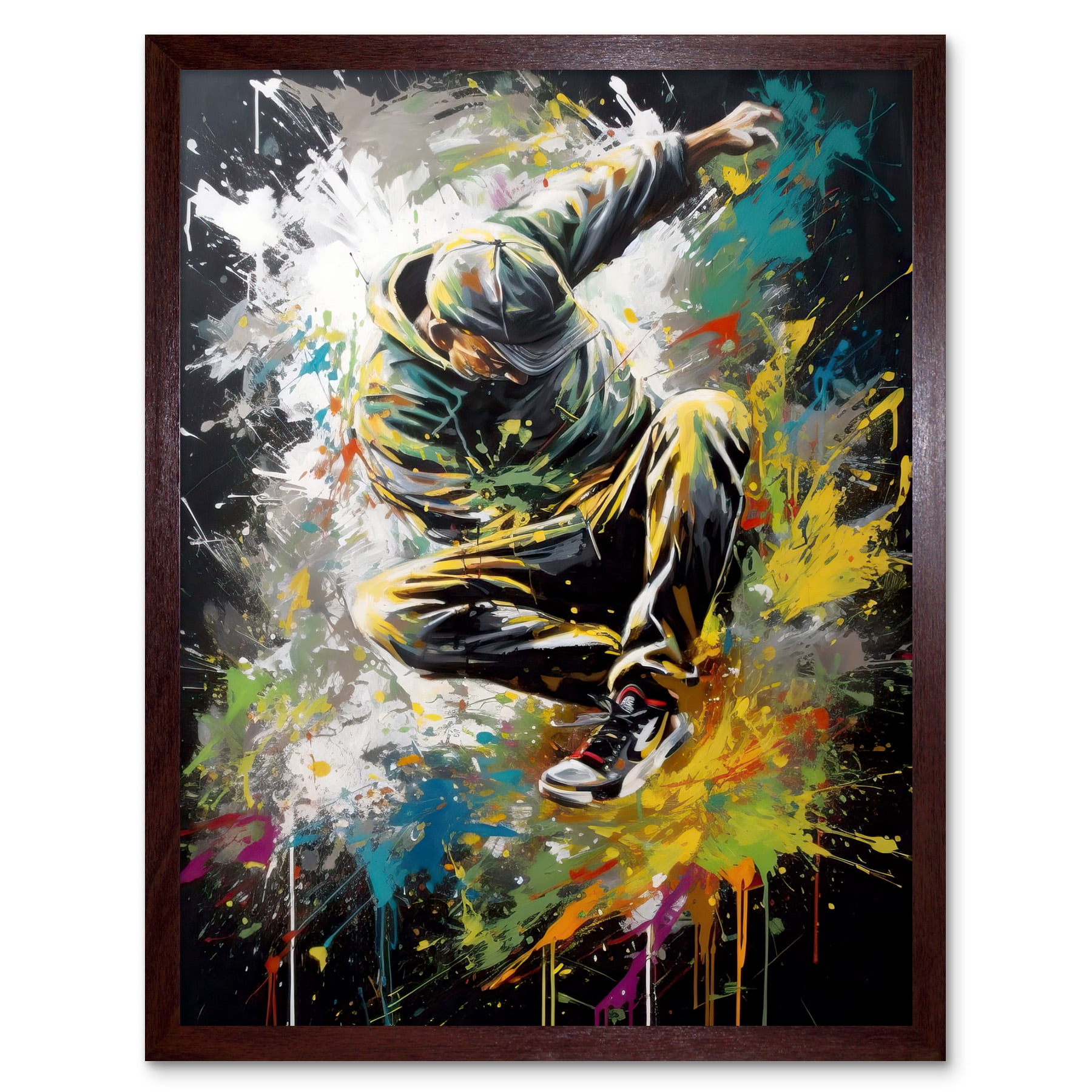 Break Dancer B-Boy Dancing Splatter Paint Portrait Art Print Framed ...