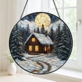 Christmas Stained Glass Style Suncatcher Window Hanging Decor, Winter ...