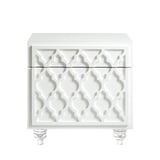 Leife White Side Table - Trellis Lacquer-Finish, Lucite Leg, - Walmart.com