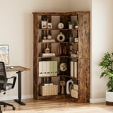 Corner Bookshelf 72.8in Farmhouse Bookcase Large Bookshelf Wood ...