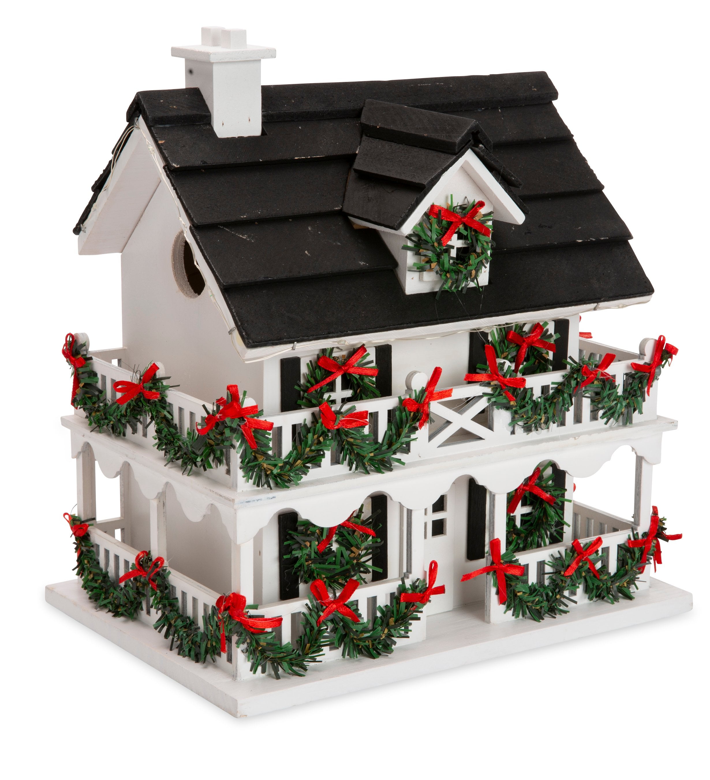 Lighted Holiday Colonial Cottage Birdhouse - Walmart.com