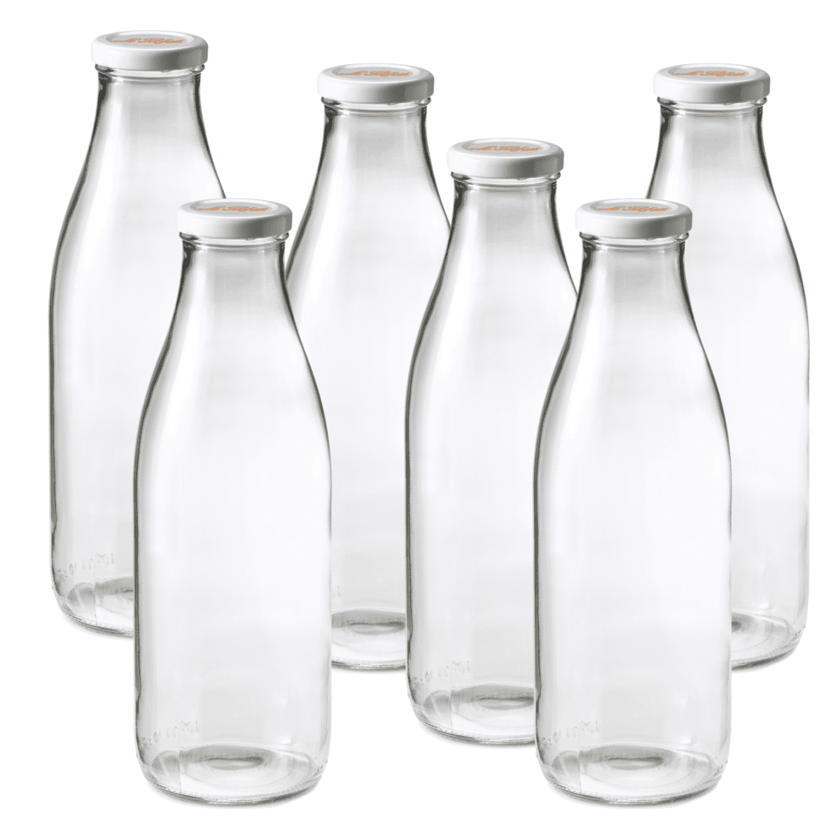 Le Parfait Milk Bottles - 1L French Glass Preserving Bottles w/ 48mm ...