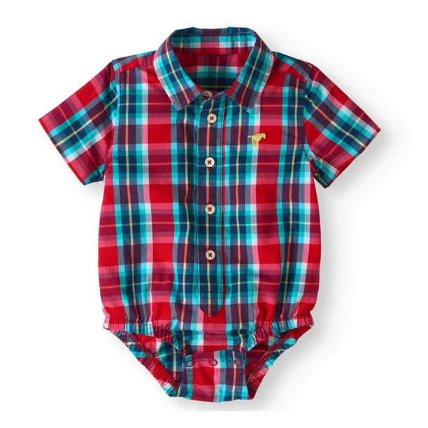 Wrangler Baby Boy Plaid Woven Bodysuit - Walmart.com