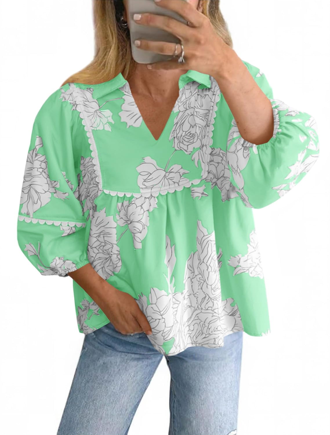 Blusa Tankaneo para mujer con estampado floral y peplum, cuello en V ...