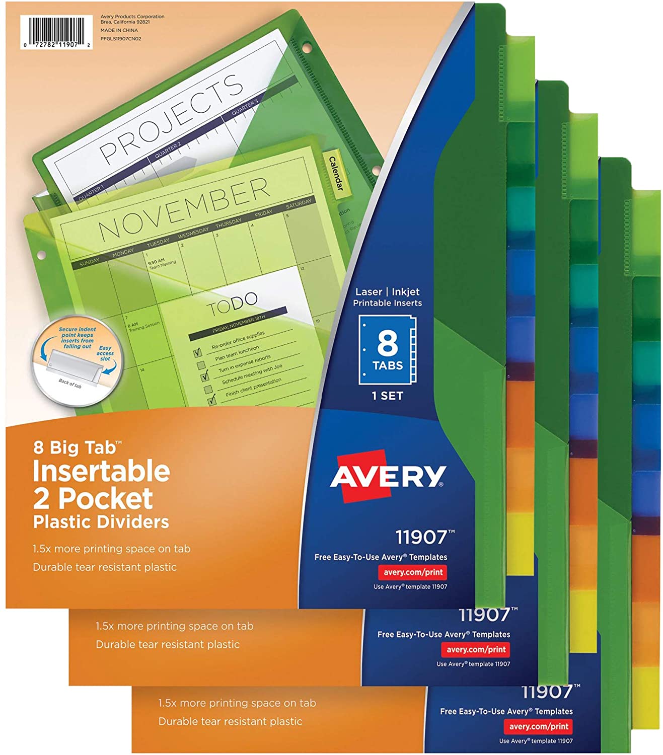 Avery Big Tab Two-Pocket Insertable Plastic Dividers, 8-Tabs, 3 pk ...