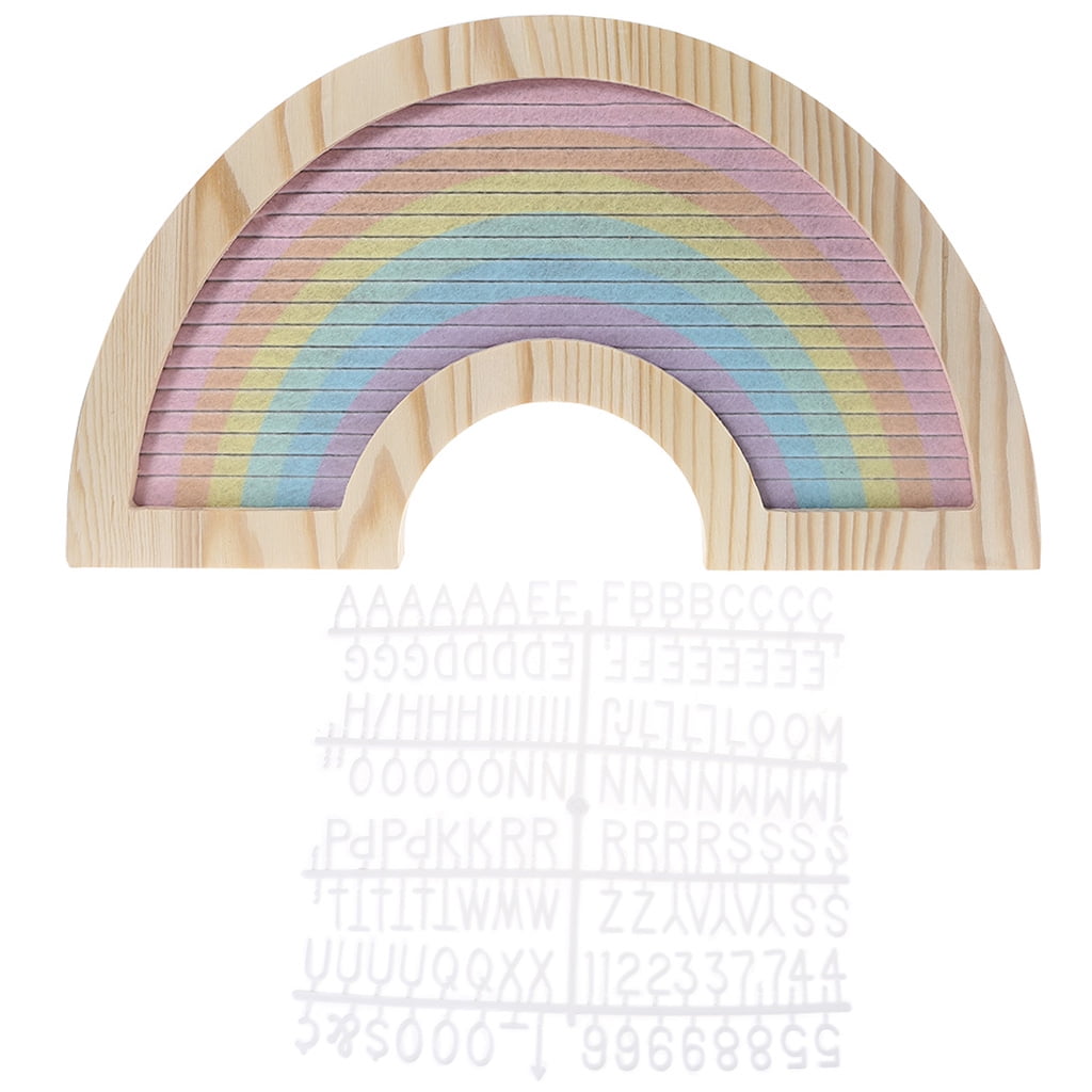 Rainbow Letter Board Rustic Wood Frame Felt Message Boards with Letters ...