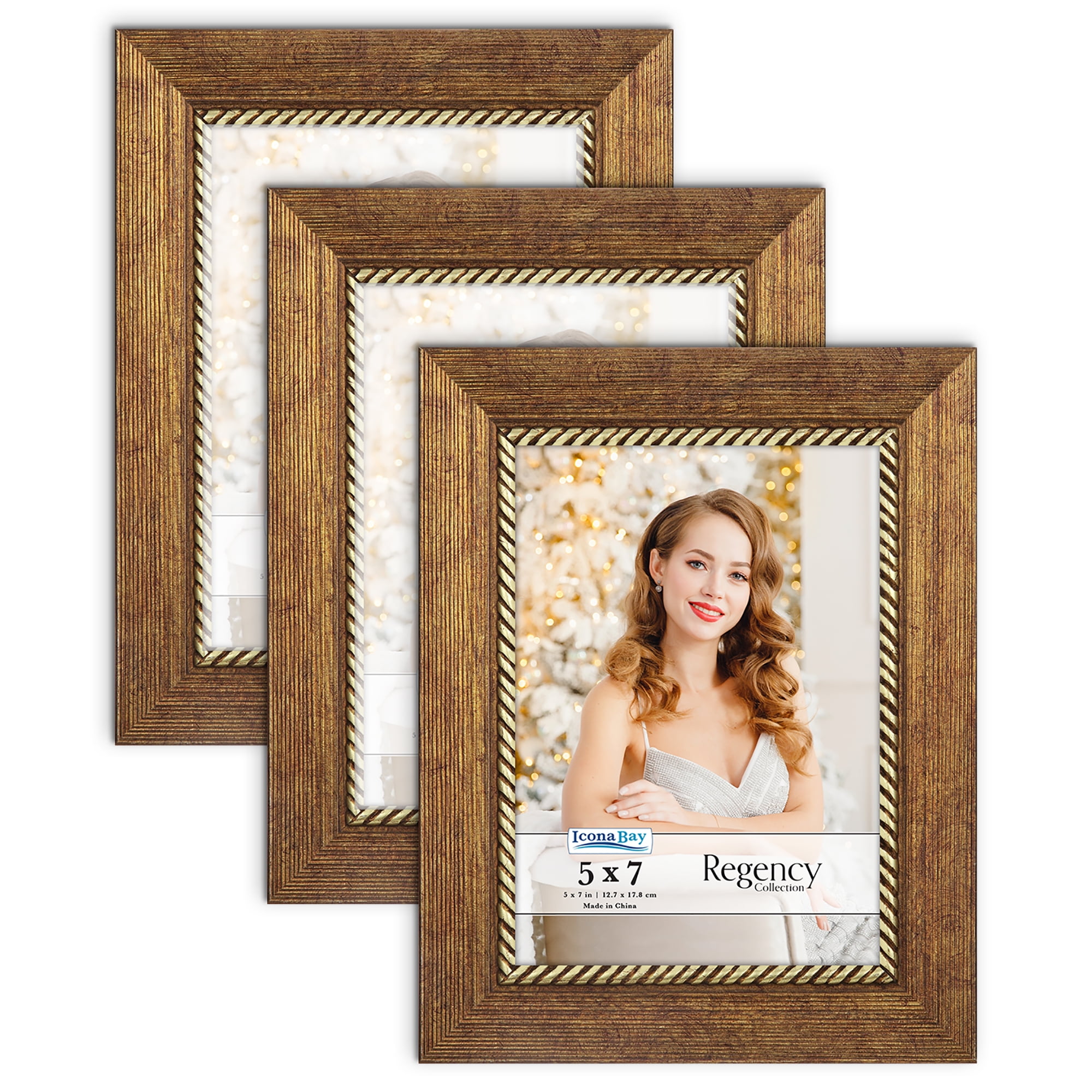 Icona Bay 5x7 Copper Brown Picture Frames, French Style, 3 Pack ...