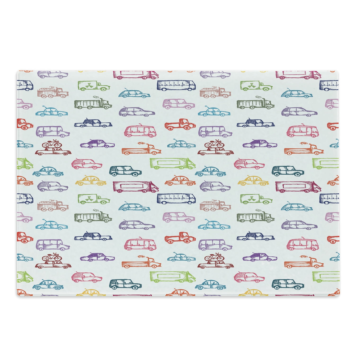 Cars Cutting Board, Various Types of Vehicles Bus Truck Garbage Truck ...