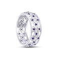 AFFY Round Simulated Amethyst Hollowing Flower Ring for Women 14K White ...