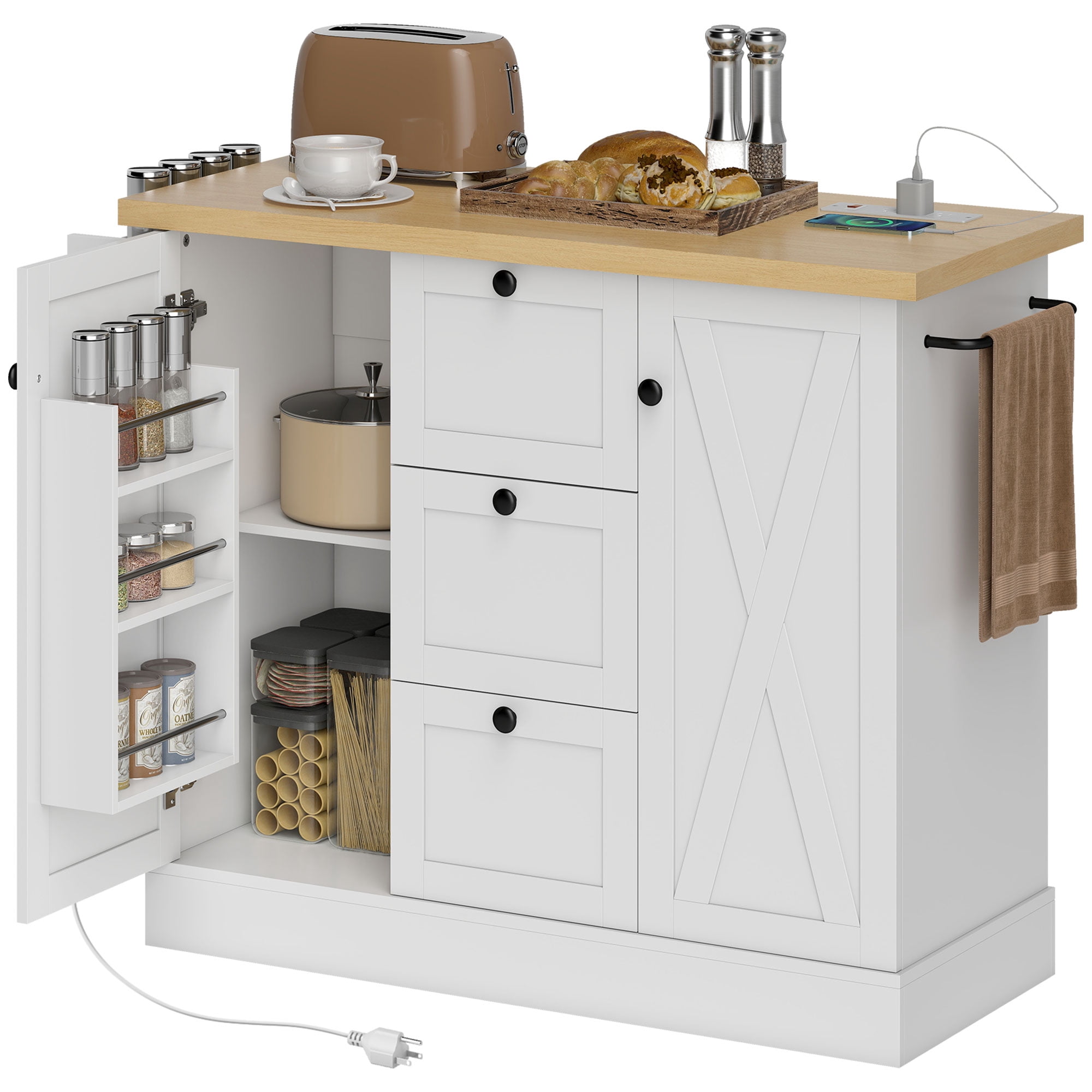 Click here for Homcom Kitchen Island With Power Outlet Soft-Close... prices