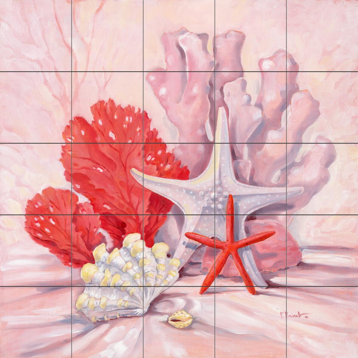 Tile Mural Bathroom Backsplash - Coral Still Life 2 - by Paul Brent ...