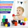 Montessori Large Balls In Mmf7 Cups Toy Wooden Color Sorting Toy 12