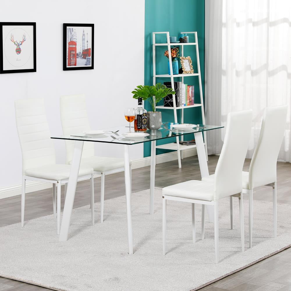 SamyoHome Tempered Glass Top Dining Table with 4 Counter Height Chairs ... SamyoHome Tempered Glass Top Dining Table with 4 Counter Height Chairs ...
