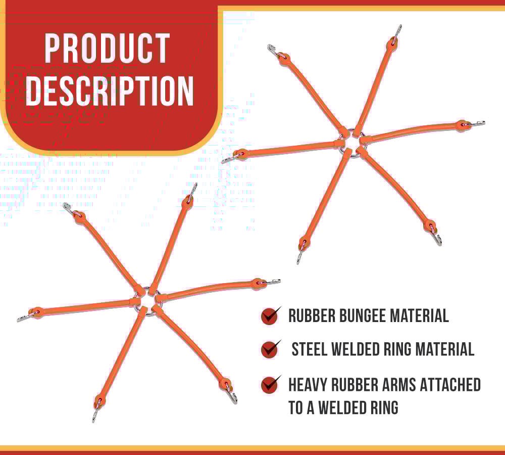 8 Pack Rubber Spider Bungee for Semi Truck Tires - 22-1/2″ & 24-1/2 ...