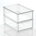 mDesign Plastic Stackable Kitchen Storage Organizer with Drawer - 4 ...