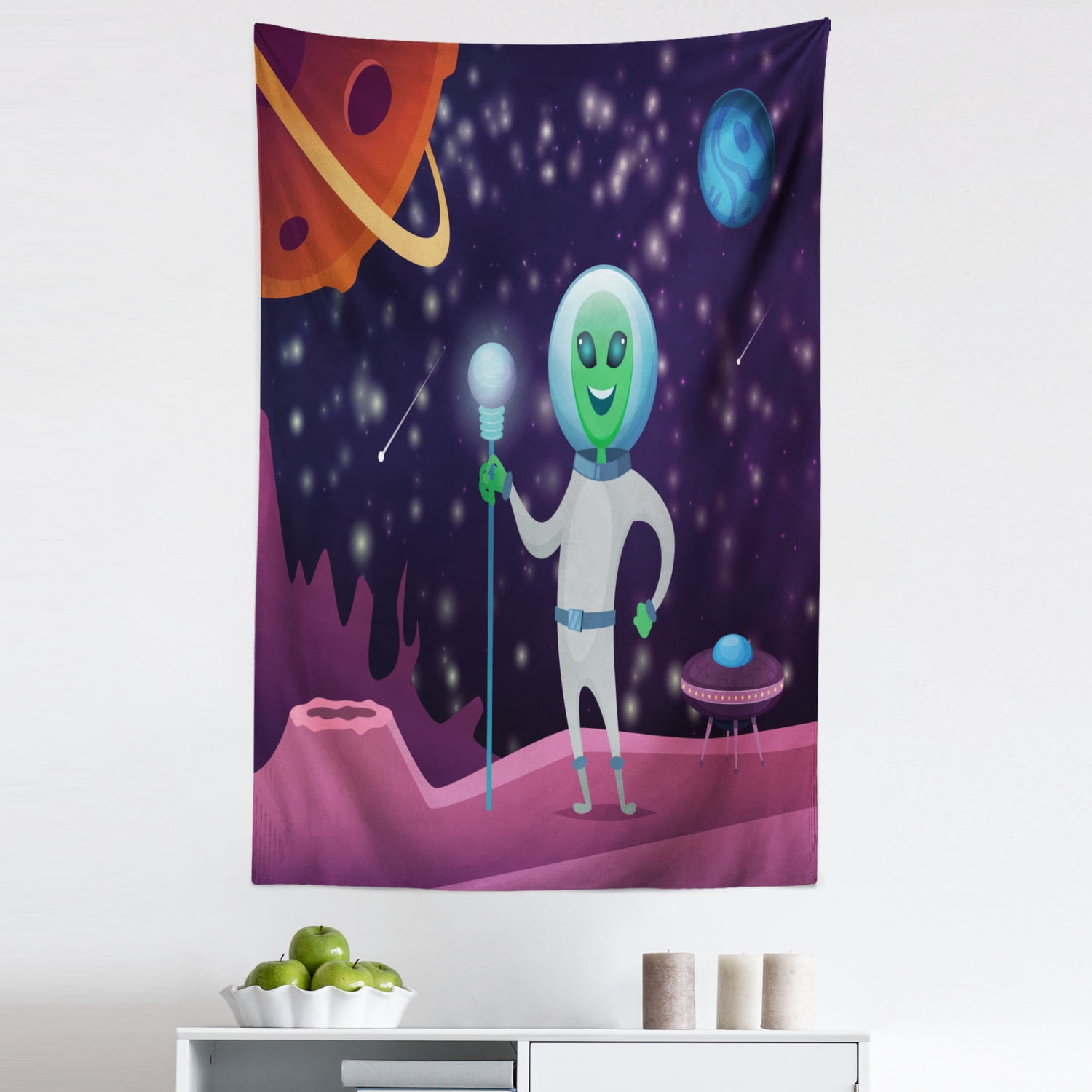 Alien Tapestry, Cosmic Space Background with Funny Character Outer ...
