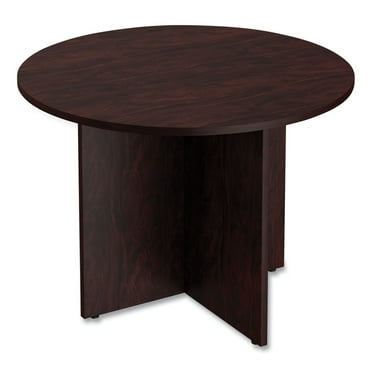 42W Round Conference Table with Wood Base in Hansen Cherry - Engineered ...