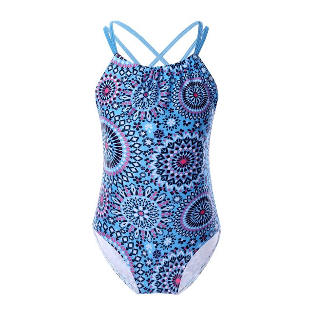 MSemis Kids One Piece Swimsuit Girls Criss Cross Back Bathing Suit ...