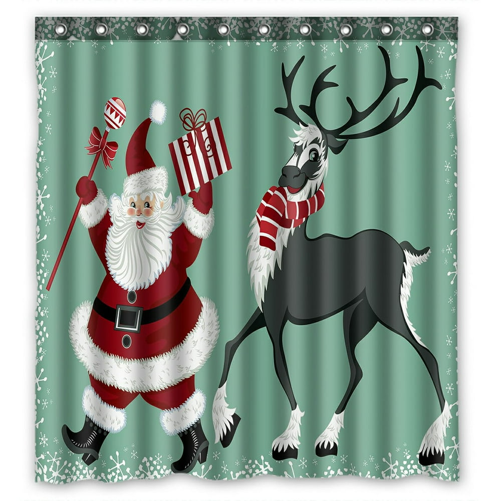 PHFZK Merry Christmas Theme Shower Curtain, Lovely Santa Claus Reindeer ... PHFZK Merry Christmas Theme Shower Curtain, Lovely Santa Claus Reindeer ...