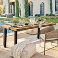Home Acacia Wood Dining Table 6-Person Indoor Outdoor Table with Iron ...