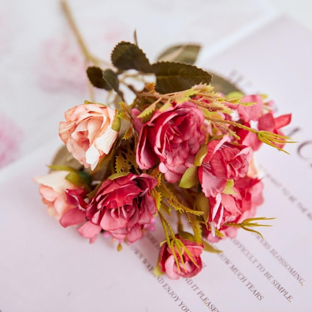 Artificial Rose Flowers with Stems and Green Leaves Bulk Fake Flowers ...