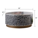 Modern Luxe Round Shaped Mother of Pearl Handmade Coffee Table in Navy ...