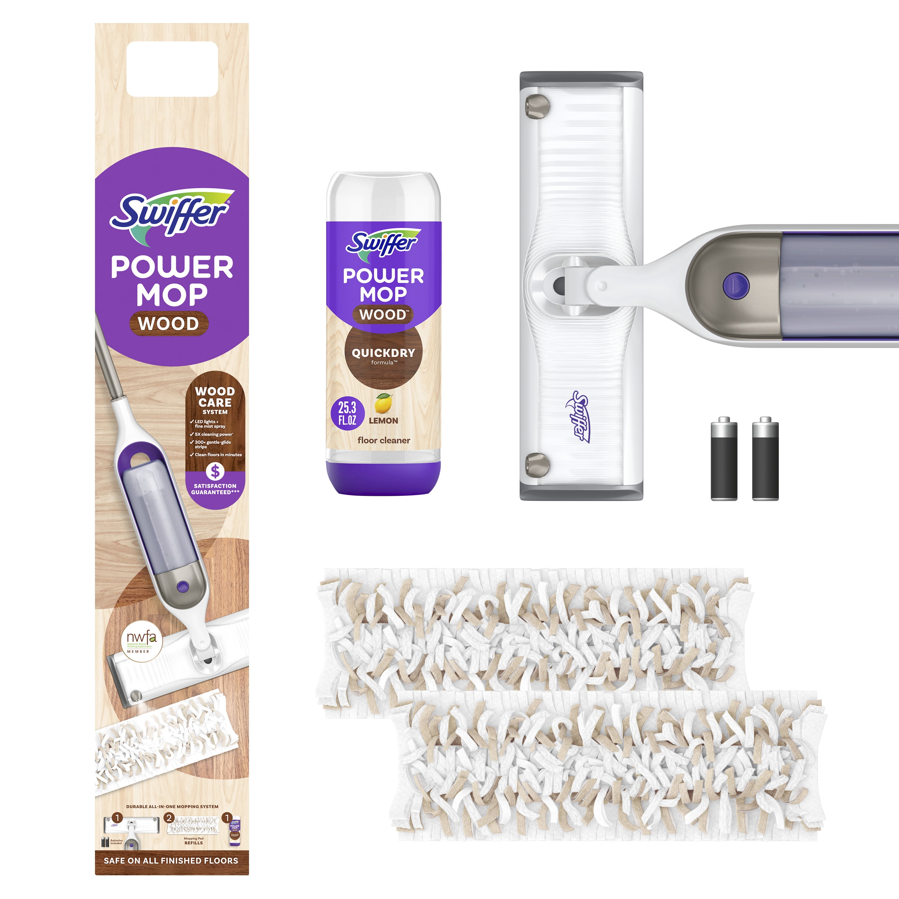 Swiffer PowerMop Wood Mop Kit for Floor Cleaning, Lemon Scent - Walmart.com