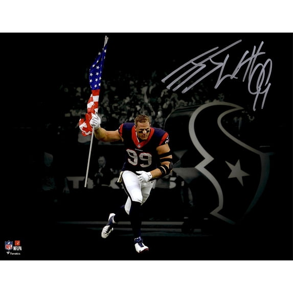 J.J. Watt Houston Texans Autographed 11" x 14" Flag Spotlight ...