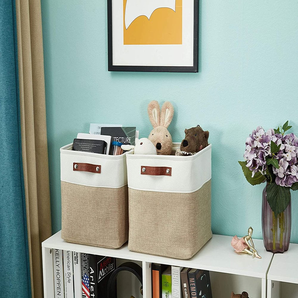 POINTERTECK Cube Storage Bin Cube Storage Organizer Bins 11x11 Decorative Fabric Square Storage Cubes Foldable Box for Shelf Close Walmart