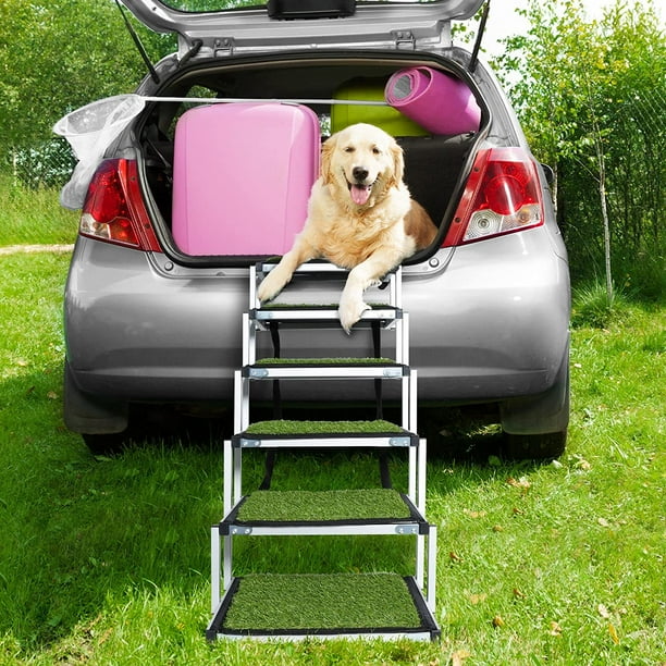 Foldable Aluminum Alloy 6 Steps Dog Stairs with Artificial Turf Non ...