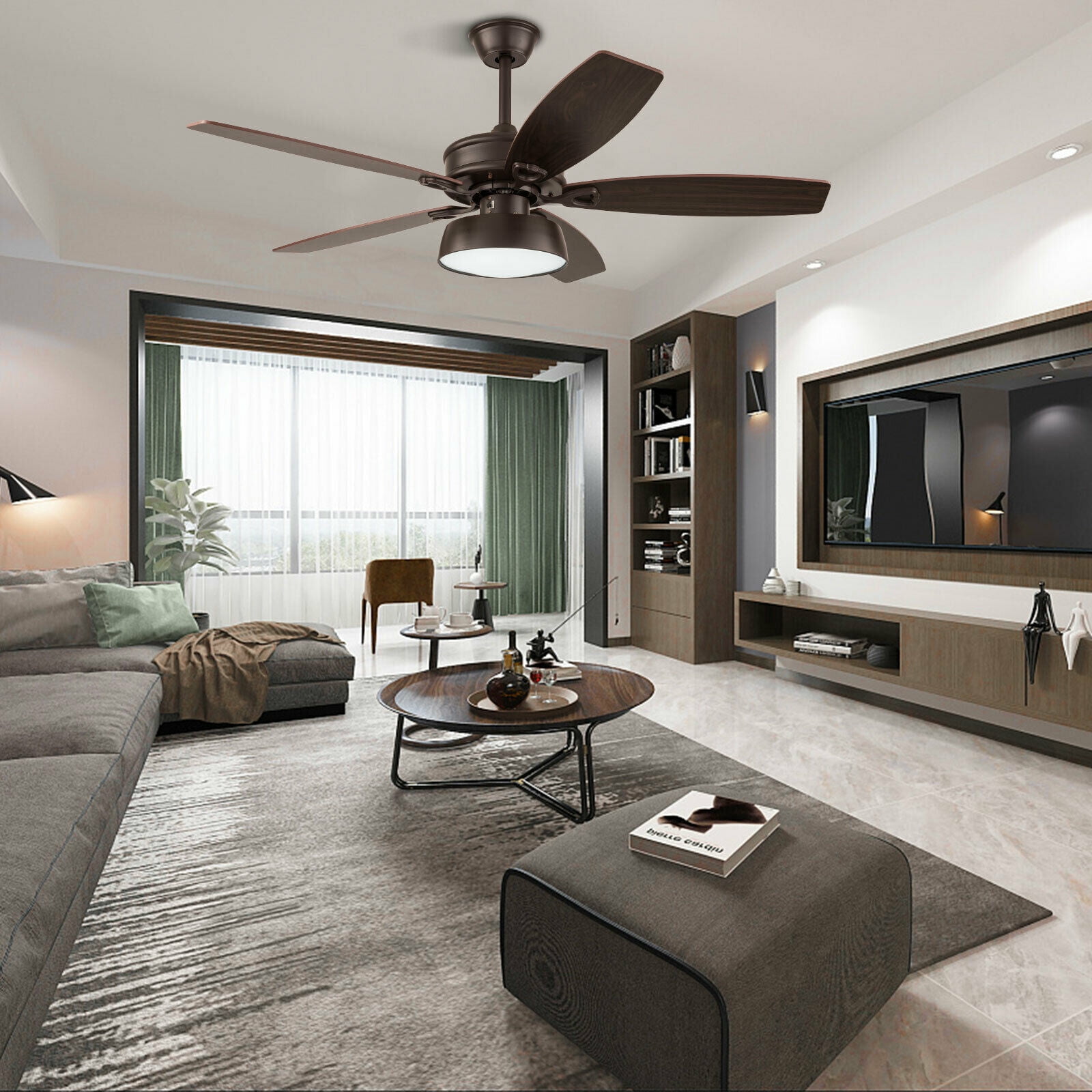 52"Modern Indoor Ceiling Fan with LED Light Ceiling light with Fan ...