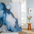 Bathroom Shower Curtain Watercolor Gold Line Blue Waterproof Shower ...